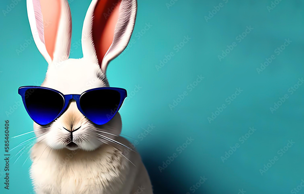 ai generated image with easter cute bunny rabbit holding flower bouquet ...