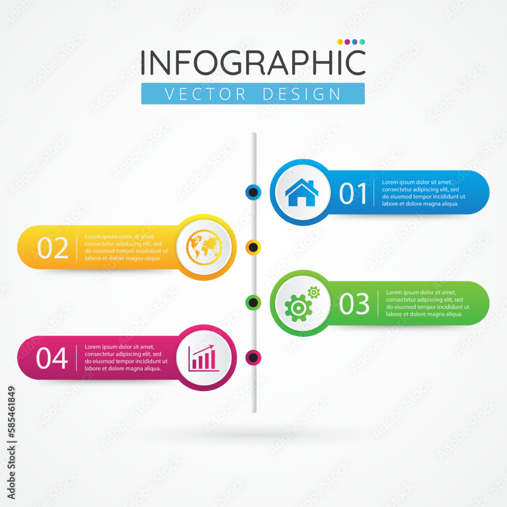 Vector infographic design template with icons and 4 options or steps for presentations banner ...