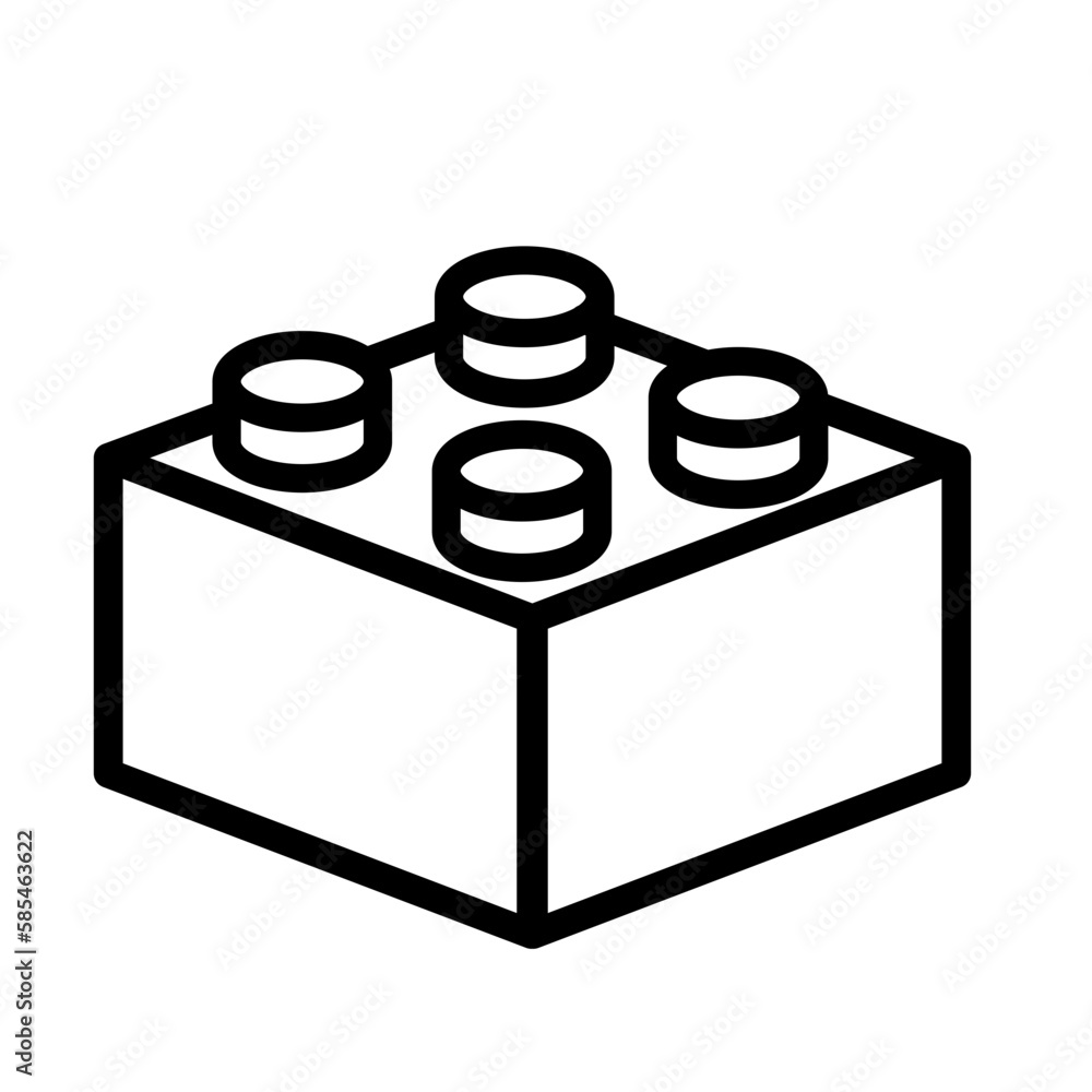 Lego block icon. Lego building brick toy line vector logo. Stock Vector ...