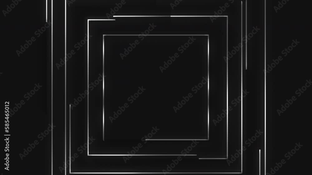 abstract black background with square shapes in elegant lines looping ...