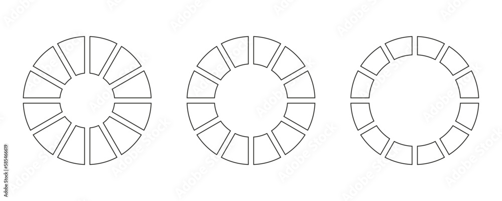 Wheels round divided in twelve sections. Diagrams infographic set ...