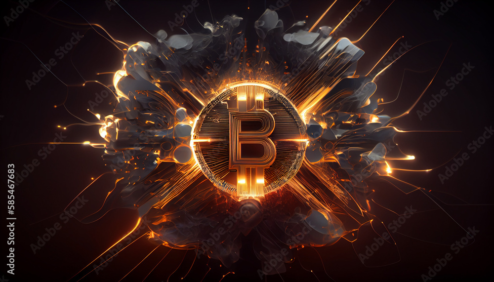 Cryptocurrency & Bitcoin logo: 8K dark background, glowing effects ...