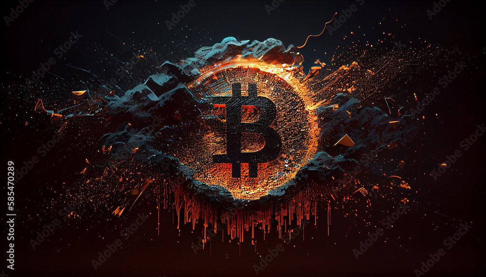 Cryptocurrency & Bitcoin logo: 8K dark background, glowing effects ...