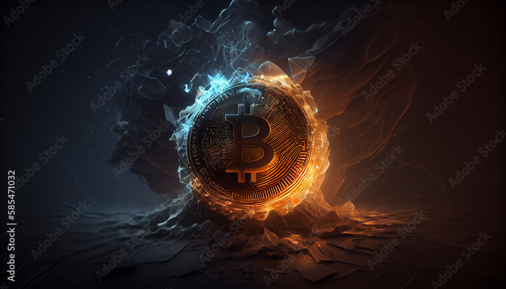ภาพประกอบสต็อก Cryptocurrency & Bitcoin logo: 8K dark background ...