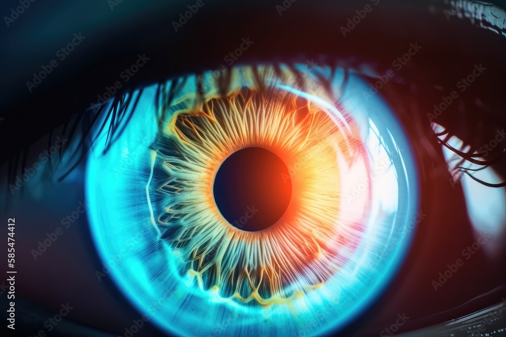 Eye and laser beam during visual acuity correction.Lasik surgery Stock ...