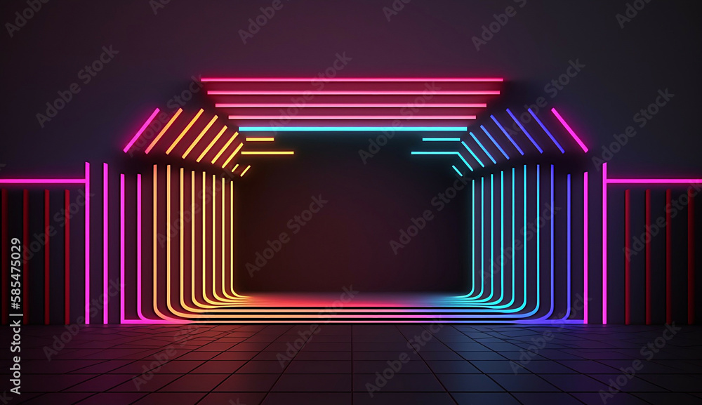 retro neon light frame stage room background new quality stock image ...