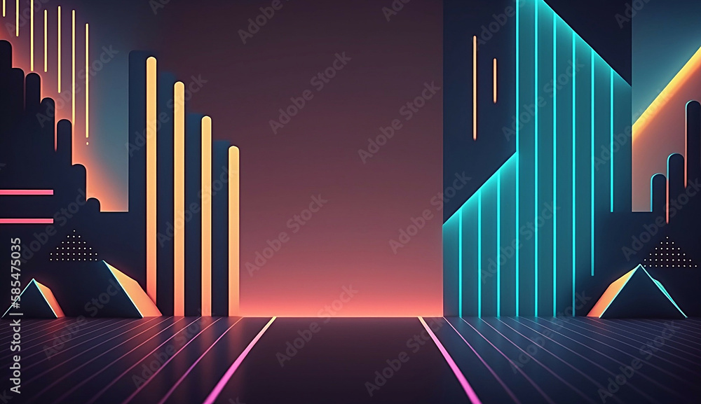 retro neon light frame stage room background new quality stock image ...