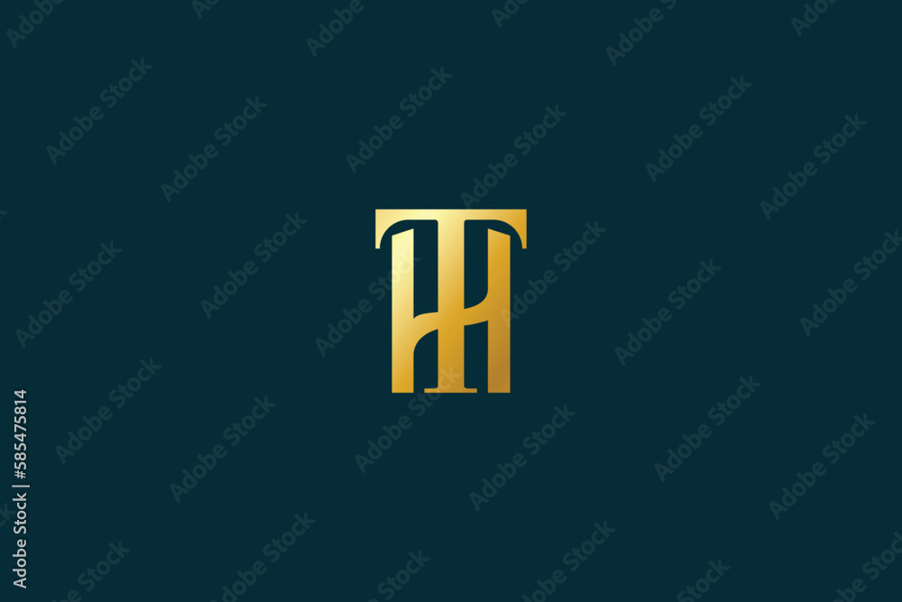 TH letter with golden typography brand logo design, th brand icon, th ...