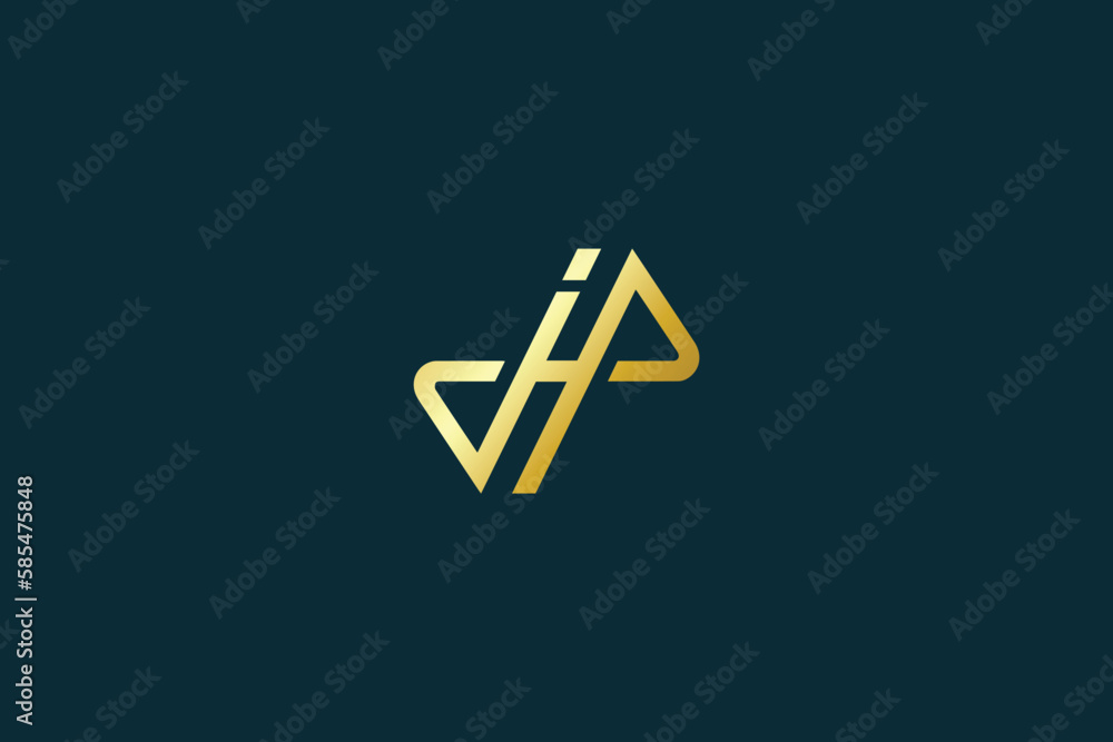 jHP letter with golden typography brand logo design, Jhp line logo, hp ...