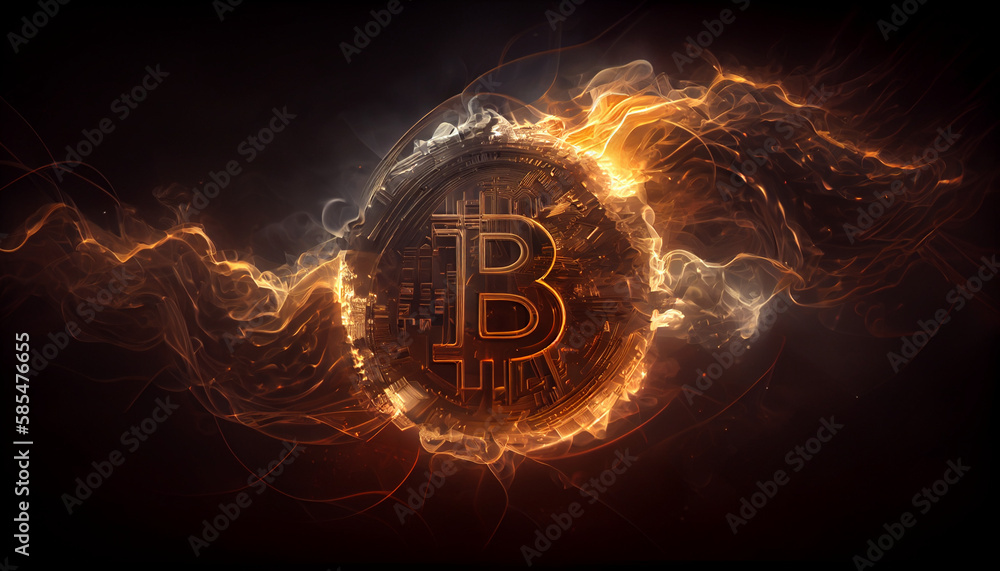 Cryptocurrency & Bitcoin logo: 8K dark background, glowing effects ...