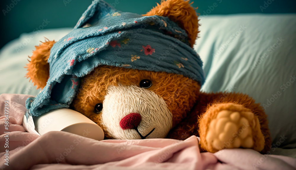 ภาพประกอบสต็อก Depression and mental illness. teddy bear sad feeling ...