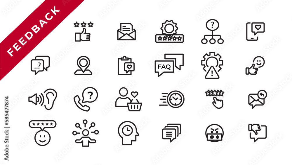 Feedback Outline Icon Collection. Thin Line Set contains such Icons as ...