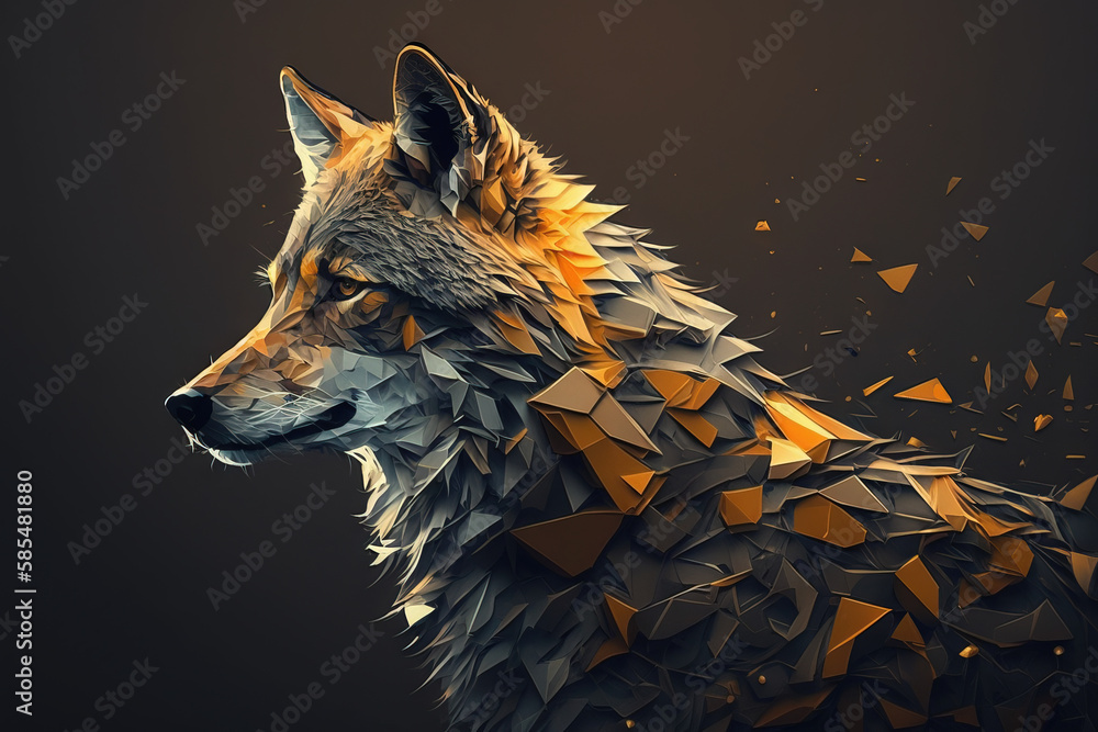 Wolf animal abstract wallpaper. Contrast background in vivid colors ...