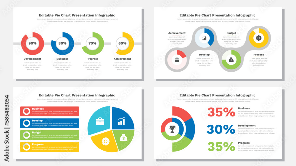 pie charts infographic presentation template Fully editable Stock ...