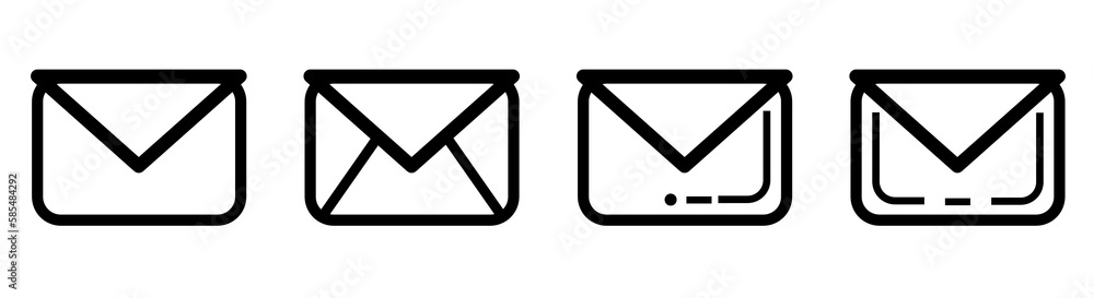 Email icons set transparent.Envelop,mail ,email, inbox or letter icons ...