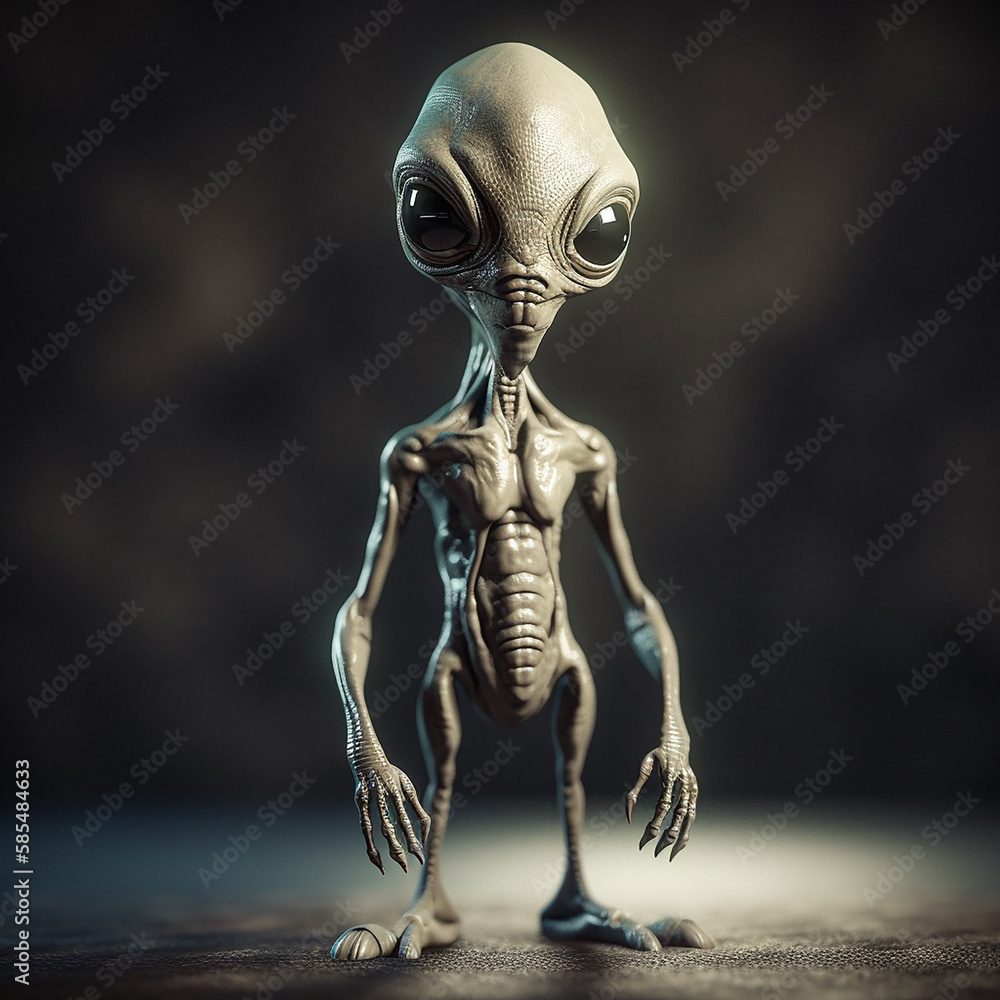 Alien attack or abduction or in a UFO space ship, visitor or scary ...