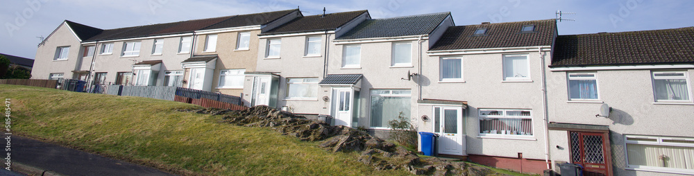 Council houses in poor estate with high populations and many social ...