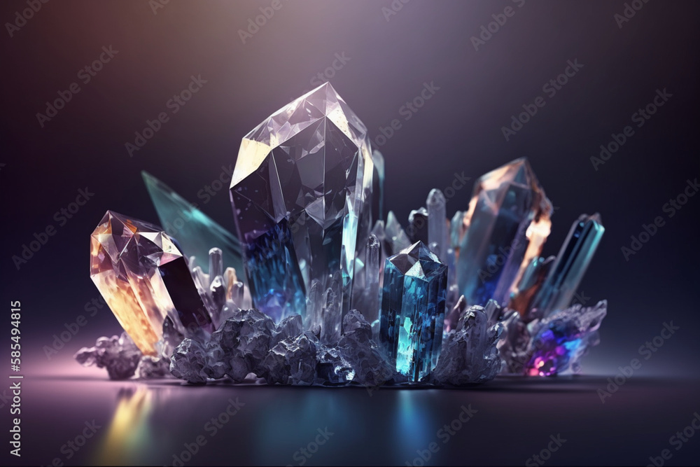 Beautiful transparent purple crystals on display. Eye-catching violet ...