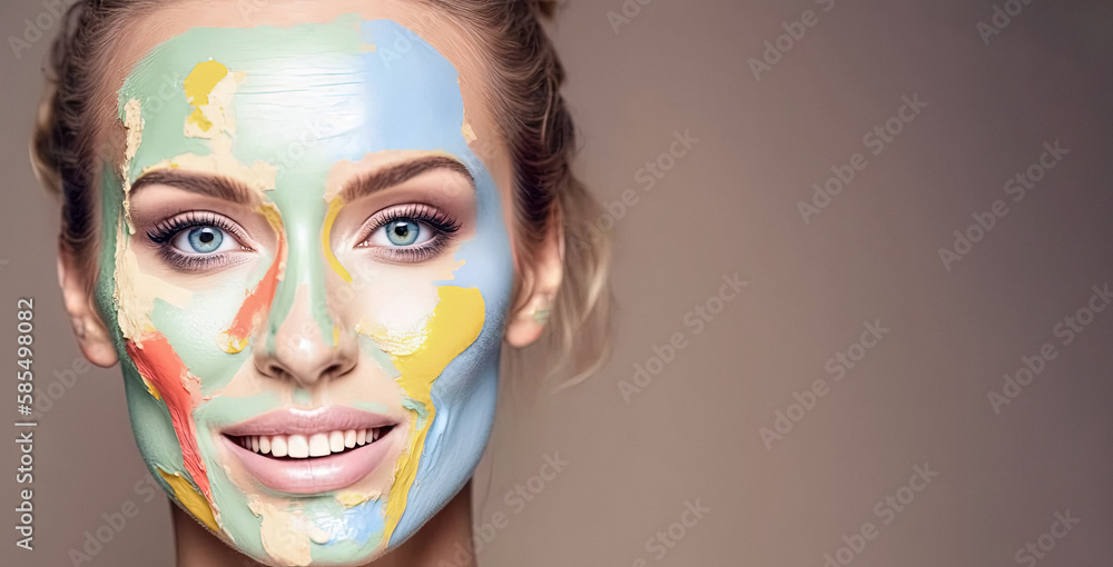 Beautiful woman face with healthy clean slon spa concept cosmetic skin ...