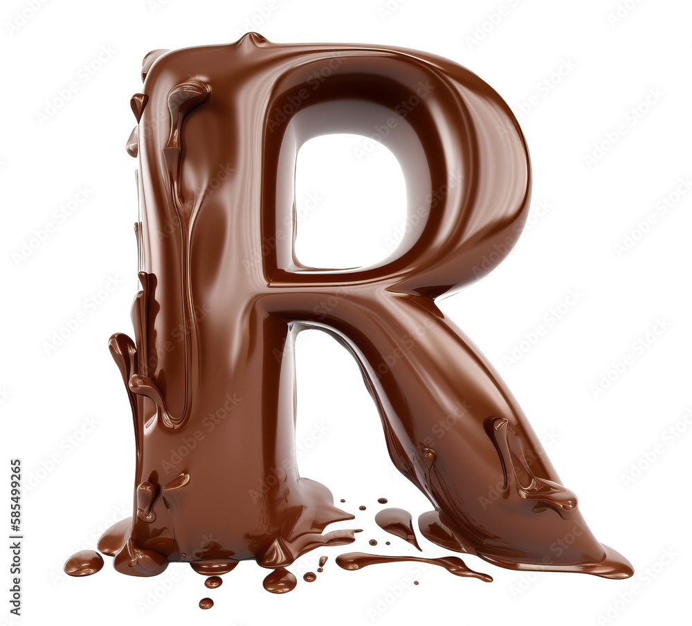 Melt chocolate alphabet, letter R cutout. Generative AI illustration ...