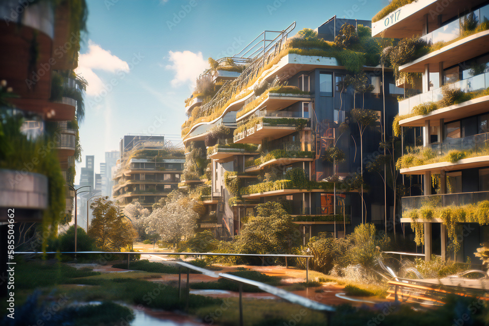 The green city basks in sunlight, its eco-conscious infrastructure and ...