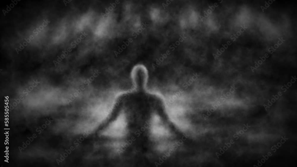 Scary 2D animation of gloomy silhouette in water. Mystical worlds of ...