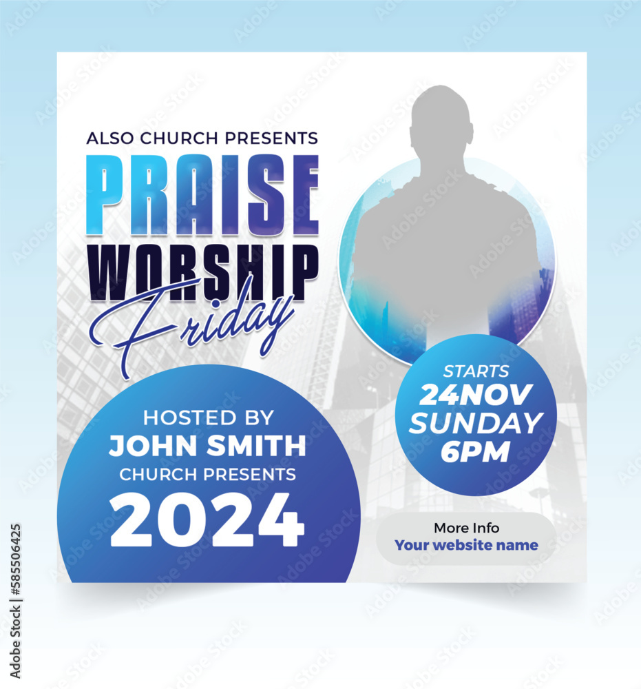 Church conference social media post, web banner, worship flyer, church ...