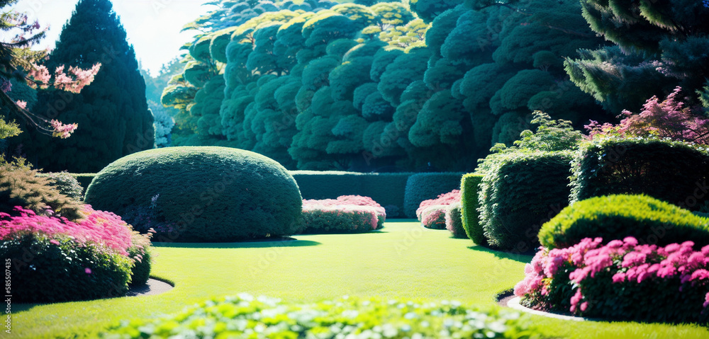 Tall Green Hedges Surrounding a Enclose a Stunning Garden Generative AI ...