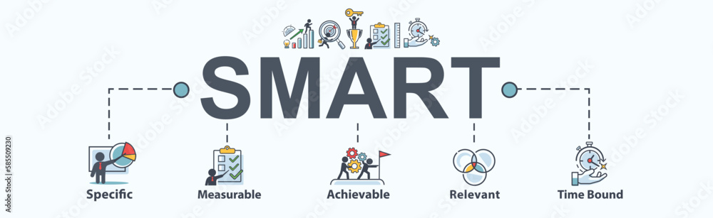 Smart banner web icon for business management, goal, specific ...