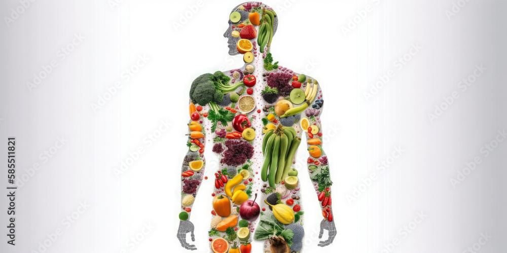 Fresh food in human body, Best nutrition for human concept wallpaper ...