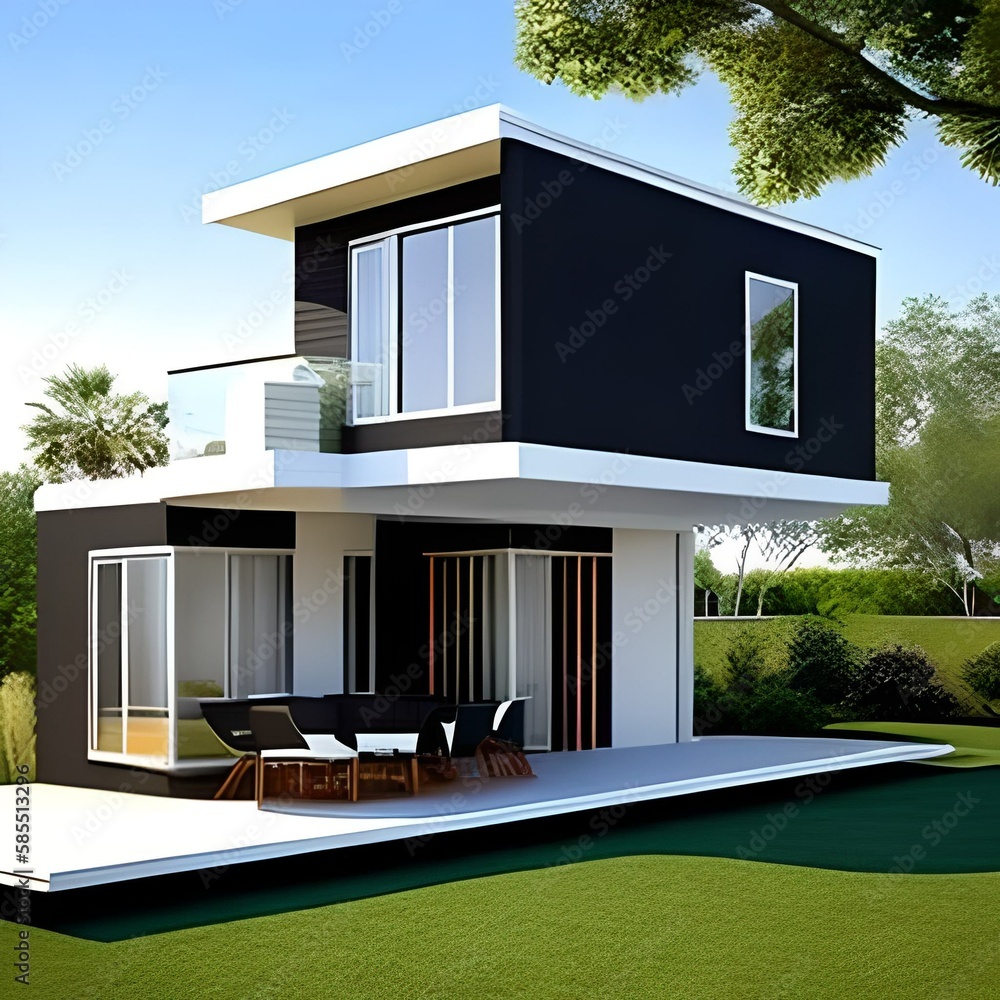 Modular homes exterior designs of modern architecture Stock ...