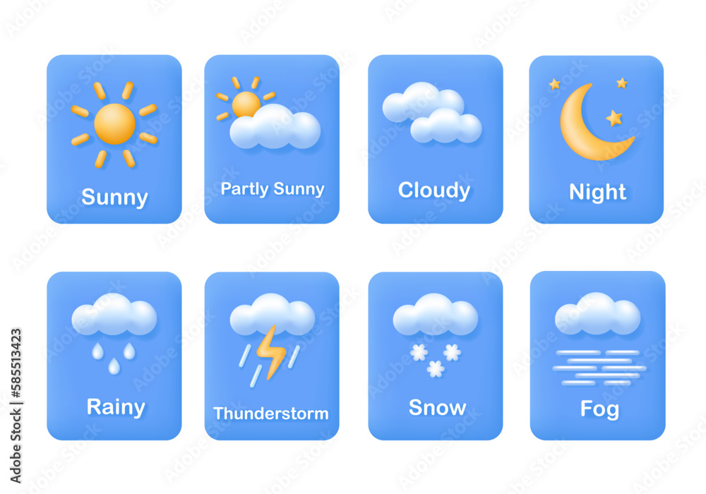 Meteorology website or mobile app icon set for weather forecast. Sun ...