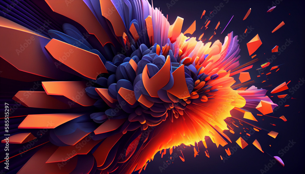 Experience an explosive 3D abstract background with vibrant colors ...