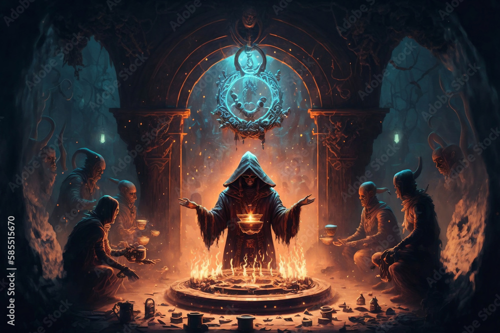 the witch performs the ritual, generative ai Stock Illustration | Adobe Stock