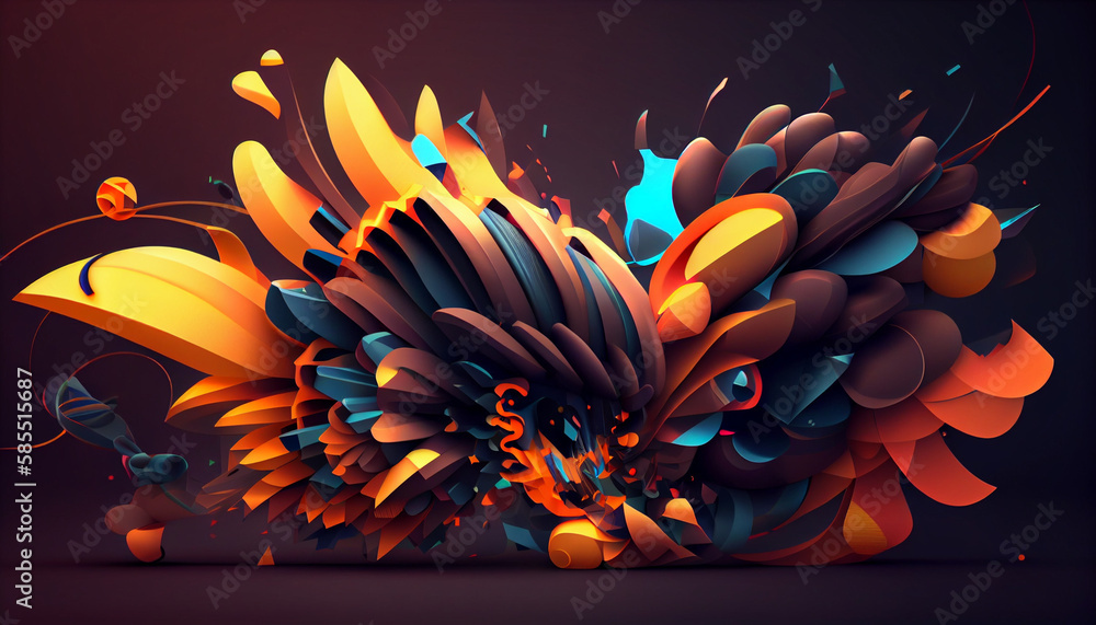 Experience an explosive 3D abstract background with vibrant colors ...