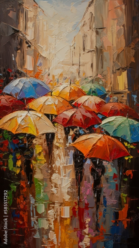 impasto background people walking down street raining ukraine orange ...