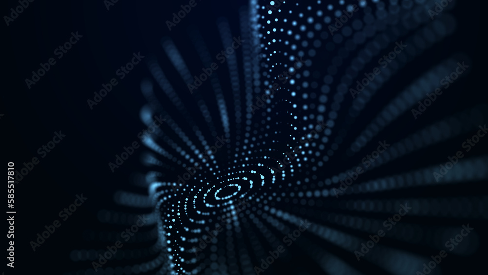 Technological background. A wave of musical particles intertwined with ...