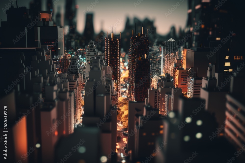 Urban Cinematic: A Realistic Night View of Interconnected Skyscrapers ...
