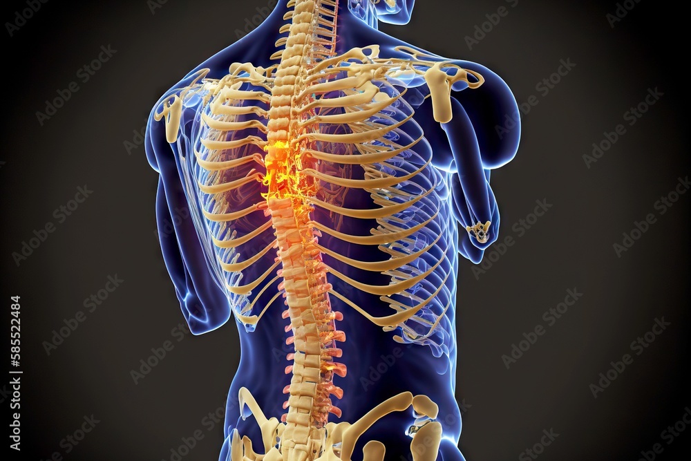 Human anatomy correct posture without spine pain, created with ...