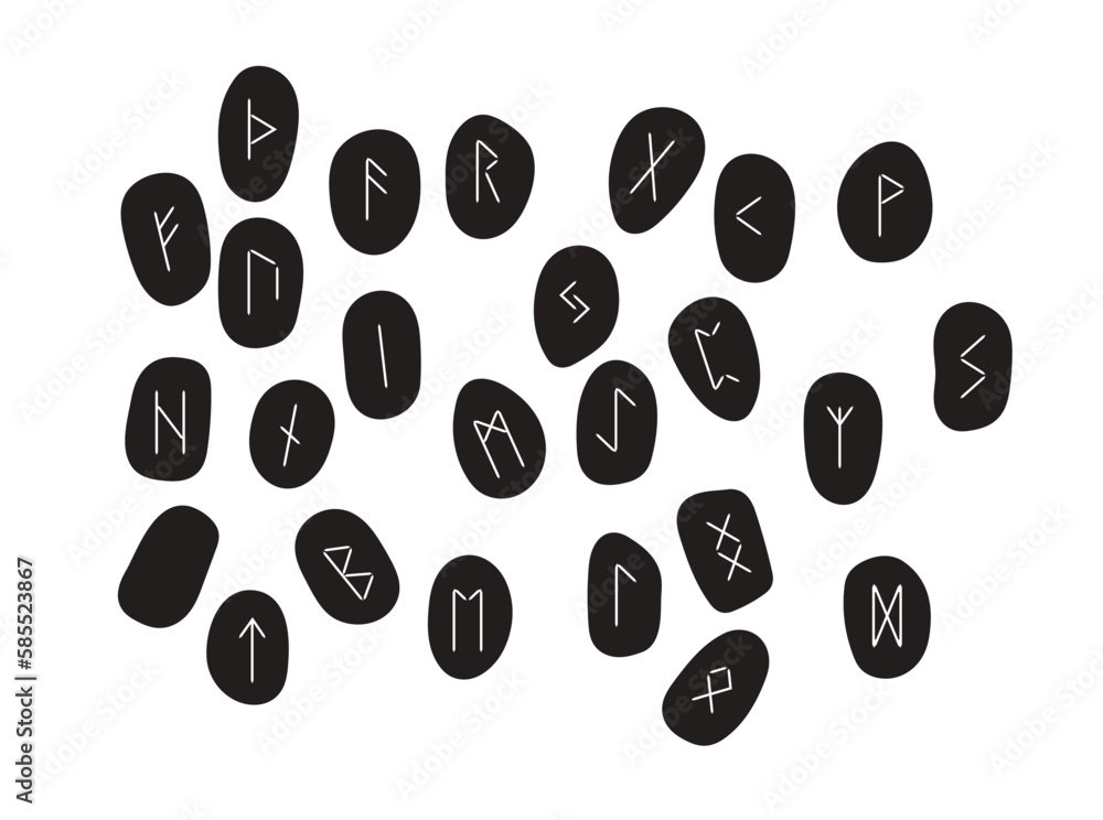 Scandinavian runes full collection of Elder Futhark including empty ...