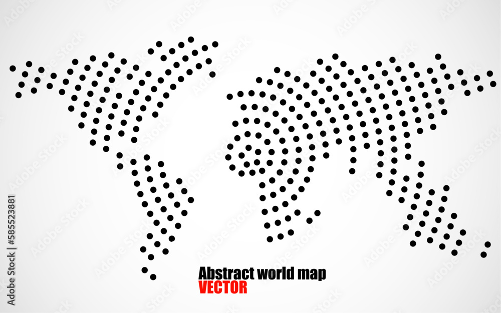 Abstract halftone world map isolated on white background Stock ...
