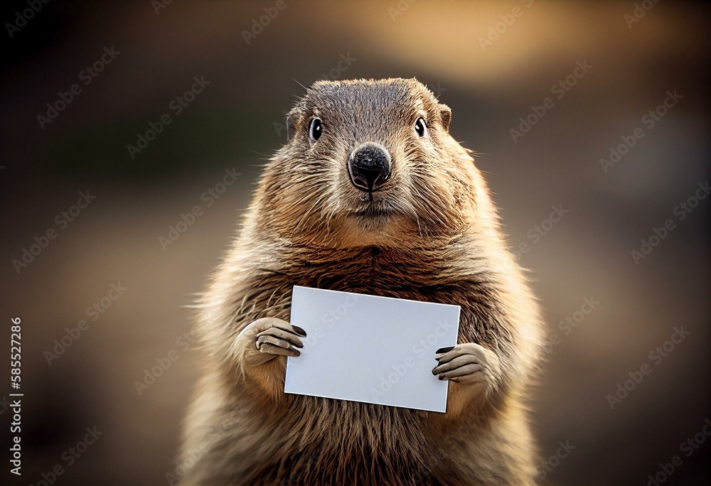 Groundhog Day, groundhog holding a mock up card, groundhog holding a ...