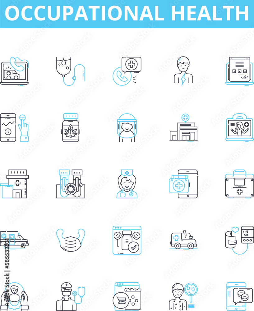 Occupational health vector line icons set. Occupational, Health, Safety ...