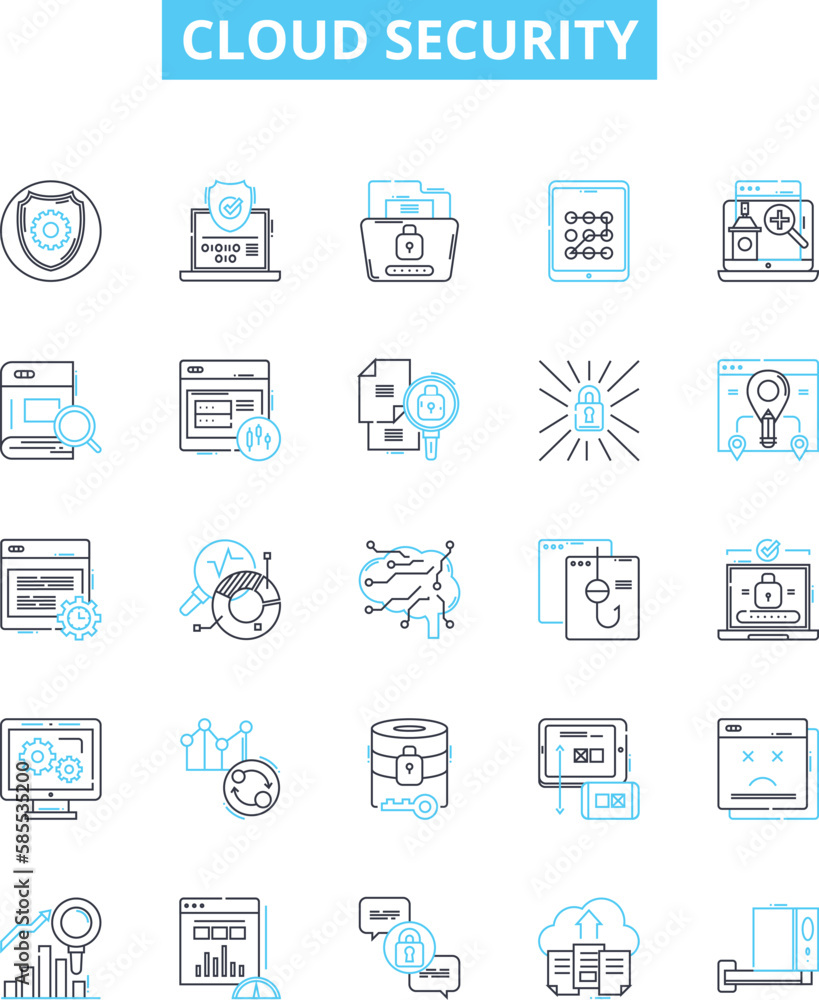 Fototapeta mapa świata dla dzieci Cloud security vector line icons set ... Fototapeta mapa świata dla dzieci Cloud security vector line icons set ...