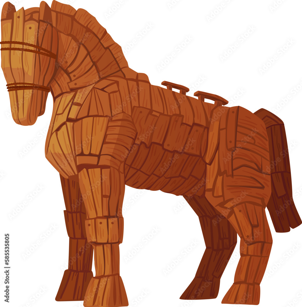 Trojan horse. Wooden scratch statue of ancient troy and history greece ...