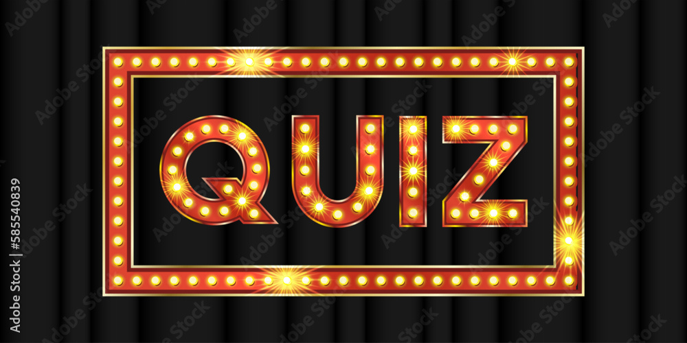 3d red quiz game text for contest show. Golden title typeface for ...