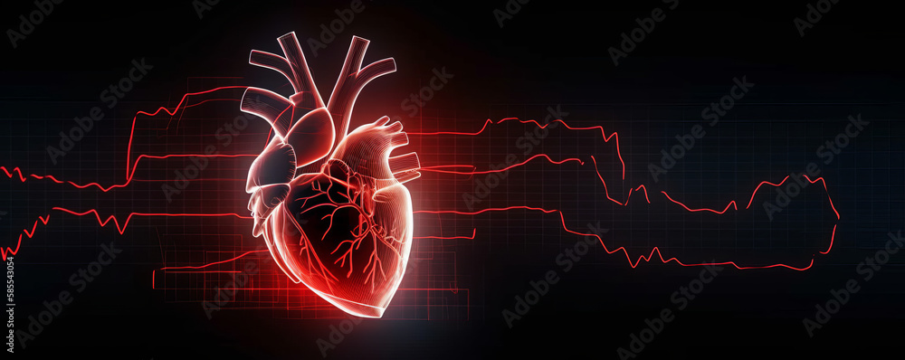Cardiogram of a human heart for use in medical cardiac care background ...