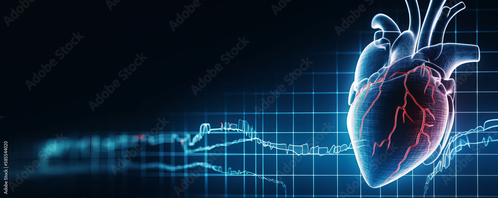 Cardiogram of a human heart for use in medical cardiac care blue ...