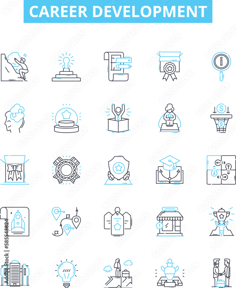 Career development vector line icons set. Career, Development ...