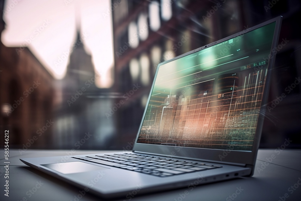 Data Insights on Open Laptop created with Generative AI technology ...